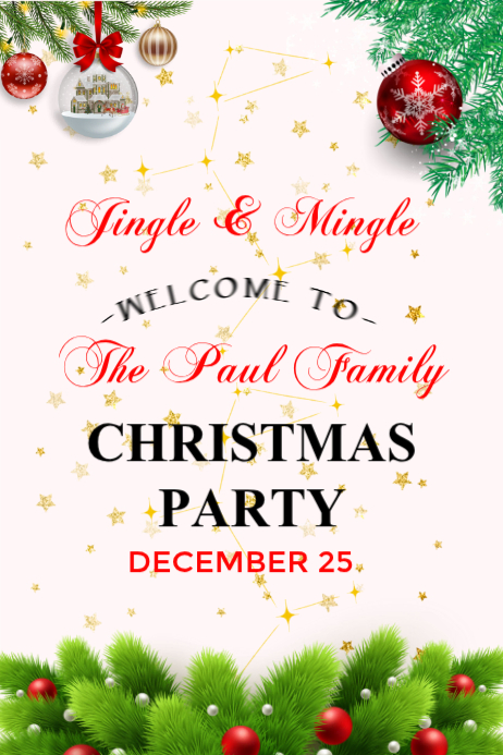 White Joyful Family Christmas Party Welcome Banner 4' × 6' Template ...