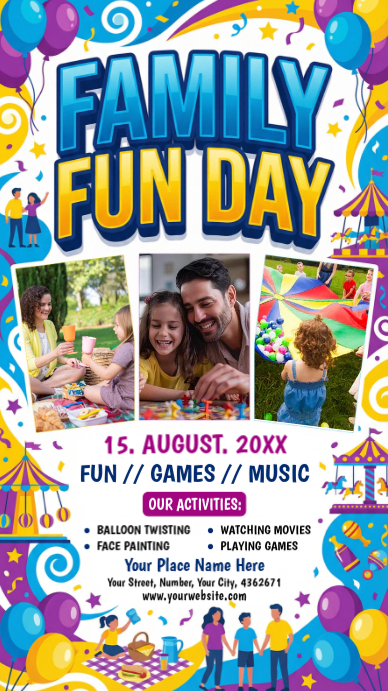 White Joyful Family Fun Day Instagram Story Template | PosterMyWall