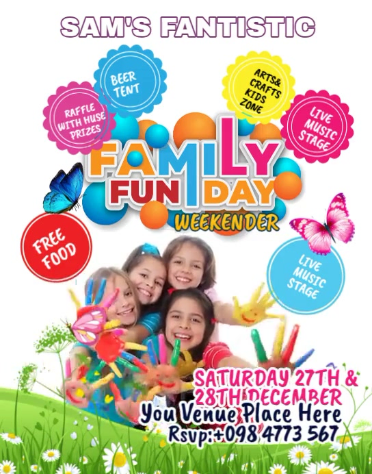 White Joyful Family Fun Day Poster/wallboard Template | PosterMyWall