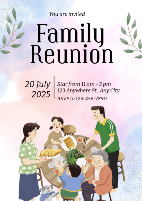 White Joyful Family Reunion A5 Template | PosterMyWall