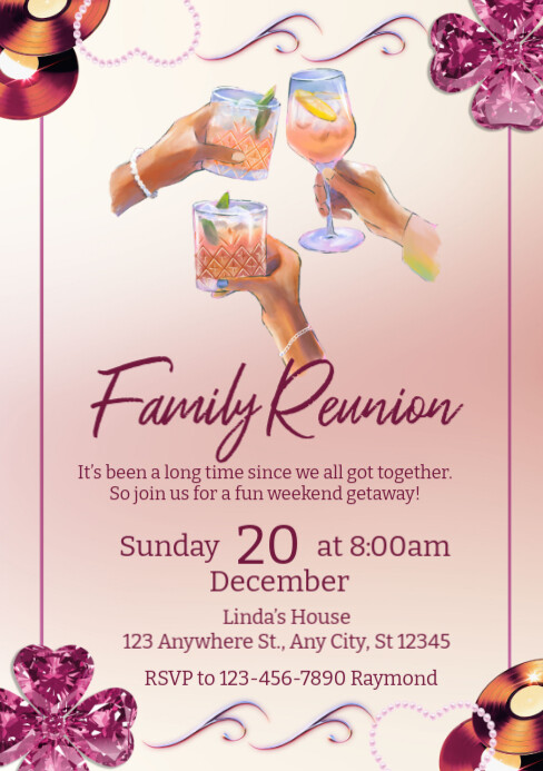 White Joyful Family Reunion A5 Template | PosterMyWall
