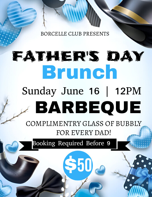 White Joyful Father’s Day Brunch Party Flyer Template | PosterMyWall