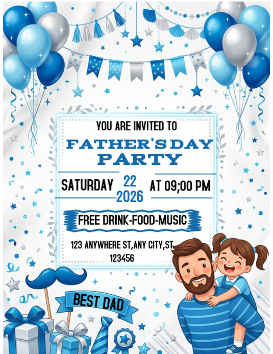 White Father's Day Party Flyers Template | PosterMyWall