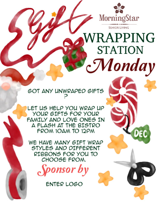 White Joyful Festive Gifts Wrapping Flyer (us Letter) Template ...