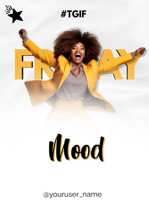 White Joyful Firday Mood Flyer Template | PosterMyWall