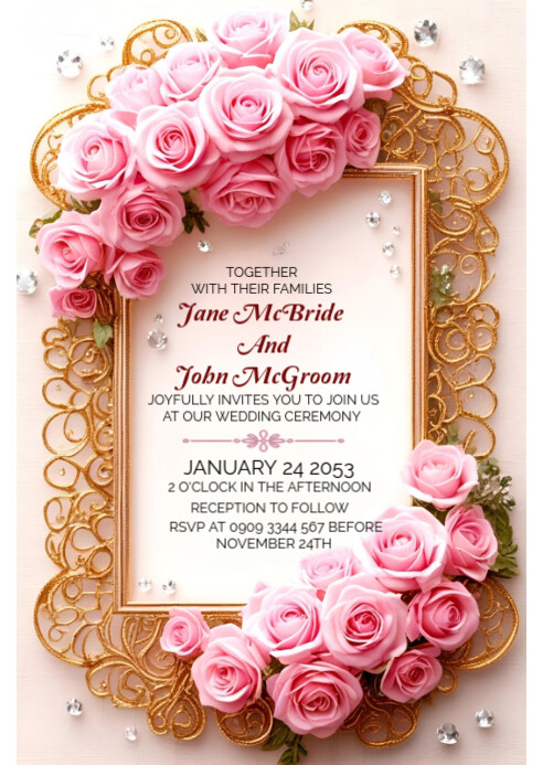 Copy of White Joyful Floral Wedding Invitation Card A6 | PosterMyWall
