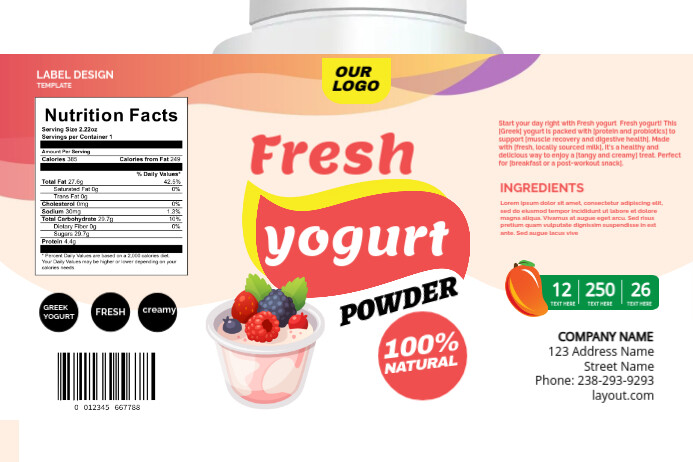 White Joyful Fresh Yogurt Label Template | PosterMyWall
