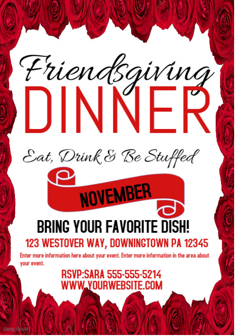 Modèle White Joyful Friendsgiving Dinner Poster A4 | PosterMyWall