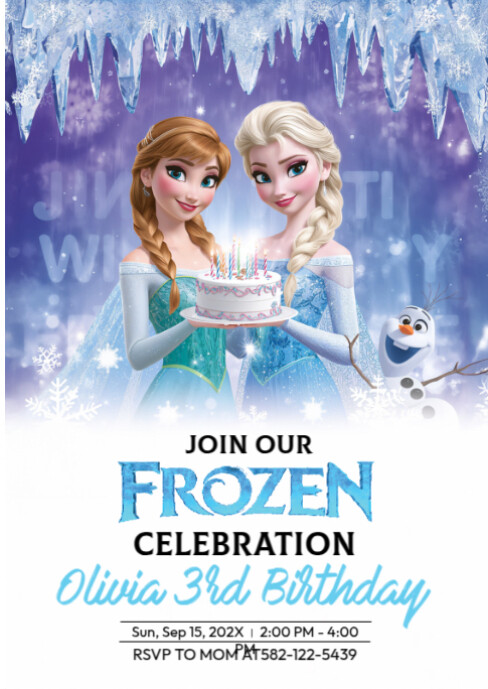 White Joyful Frozen Celebration A6 Template | PosterMyWall
