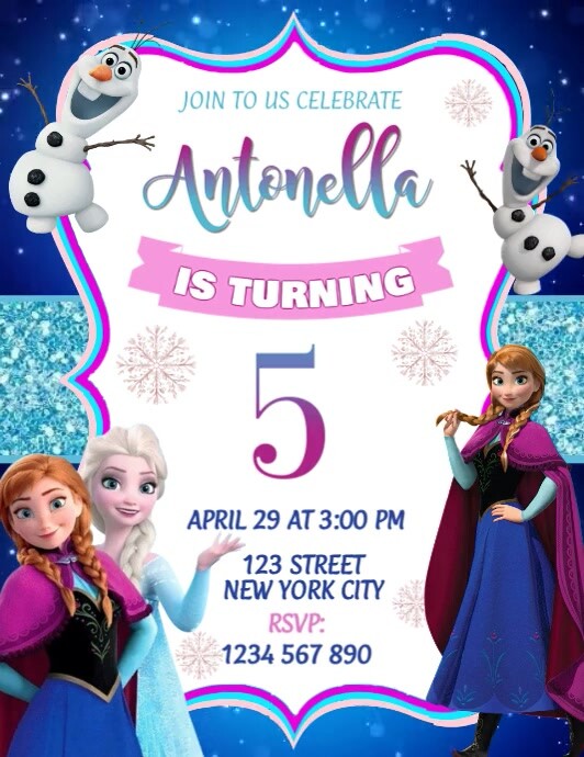 White Joyful Frozen-kids-birthday-invitation-design-template Flyer (us ...