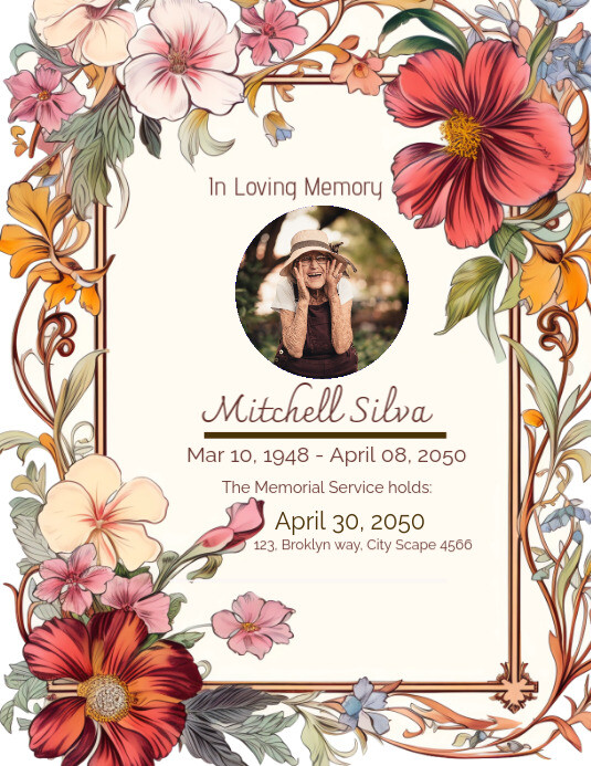 White Joyful Funeral Service Invitation Flyer (us Letter) Template ...