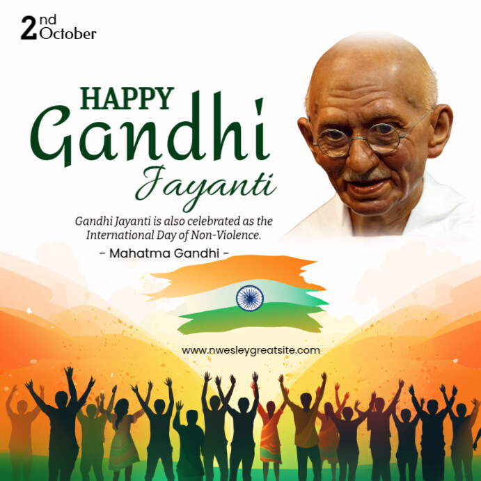 White Joyful Gandhi Jayanti Square (1:1) Template | PosterMyWall