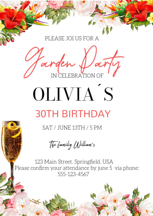 White Joyful Garden Party A6 Template | PosterMyWall