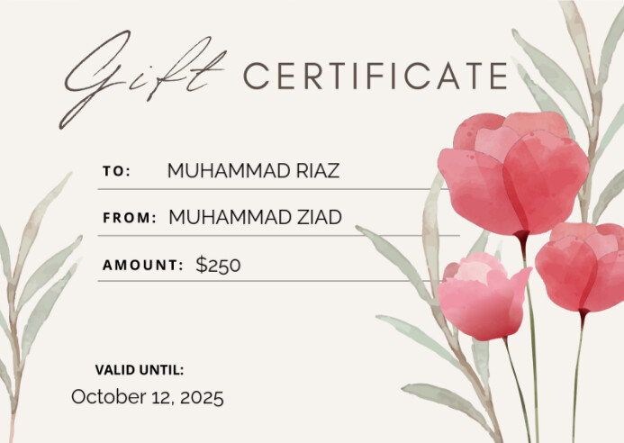 White Joyful Gift Certificate Card Postcard Template | PosterMyWall