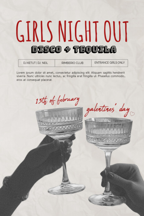 White Joyful Girls Night Out Poster Template | PosterMyWall