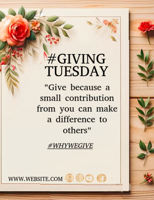 White Joyful Giving Tuesday Flyer (us Letter) Template | PosterMyWall