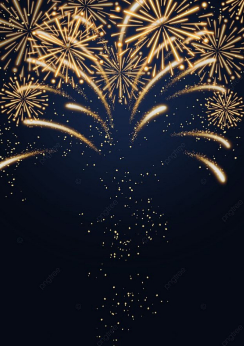 White Joyful Golden Fireworks Night Sky Celebration A4 Template ...
