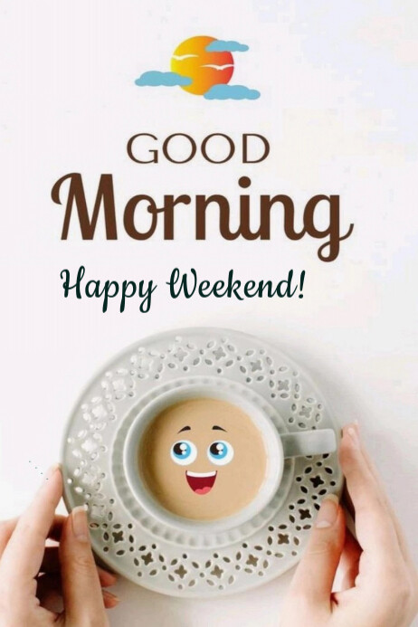 White Joyful Good Morning Weekend Banner 4' × 6' Template | PosterMyWall