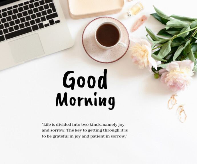 White Joyful Good Morning Wish Cards Medium Rectangle Template ...