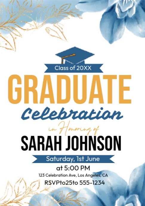 White Joyful Graduate Celbration A4 Template | PosterMyWall