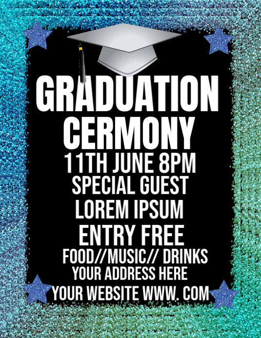 White Joyful Graduation Cermony Poster Flyer (us Letter) Template ...