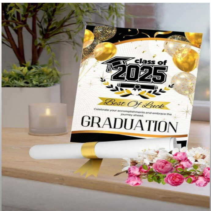 White Joyful Graduation Flayer With Beautiful Background Colors Logo ...