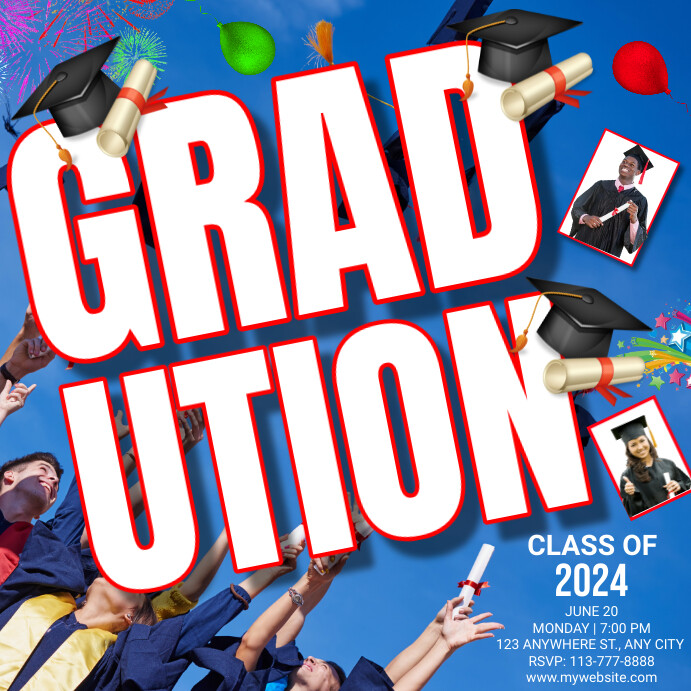 White Joyful Graduation Flyers Graduation Par Template | PosterMyWall