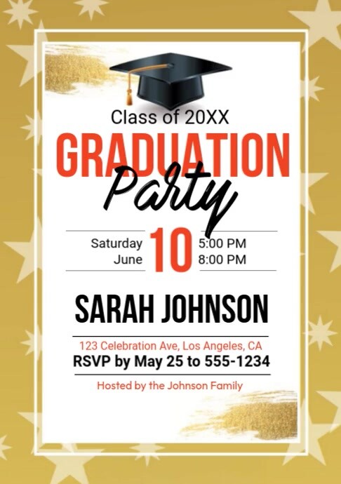 White Joyful Graduation Party A4 Template | PosterMyWall