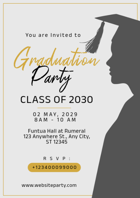 Copy of White Joyful Graduation Party A5 | PosterMyWall