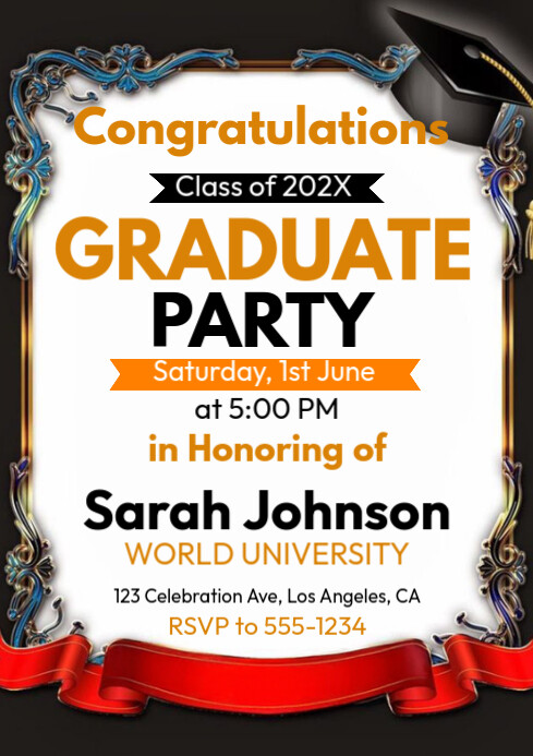 Copy of White Joyful Graduation Party Flyer, A4 | PosterMyWall