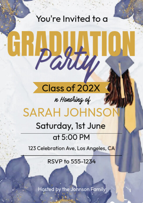 Copy of White Joyful Graduation Party Flyer, A4 | PosterMyWall
