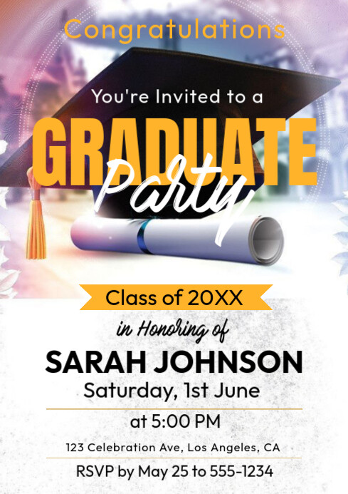 Copy of White Joyful Graduation Party Flyer, A4 | PosterMyWall