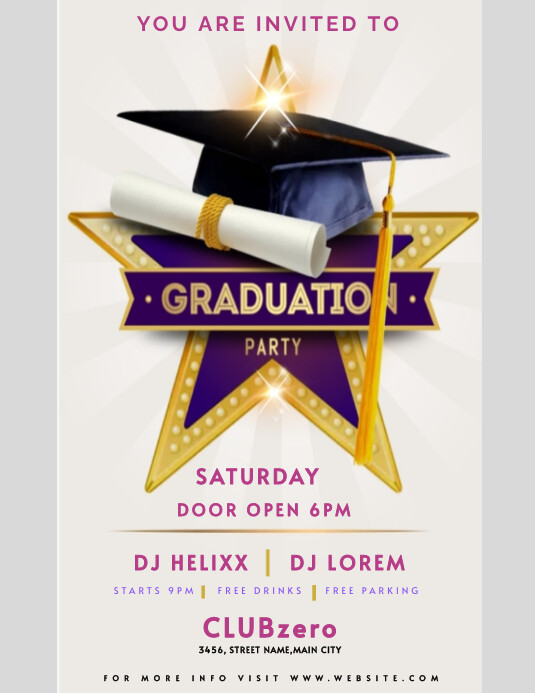 White Joyful Graduation Party Flyer (us Lette Template | PosterMyWall