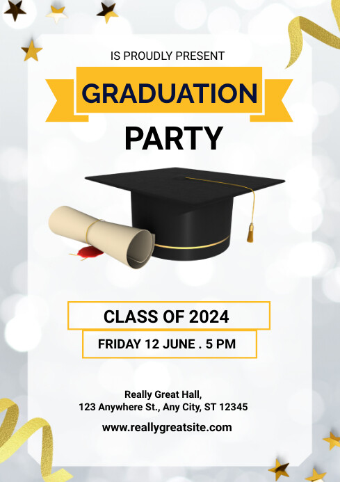White Joyful Graduation Party Flyer Template | PosterMyWall