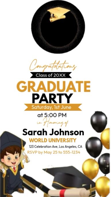 White Joyful Graduation Party Instagram Story Template | PosterMyWall