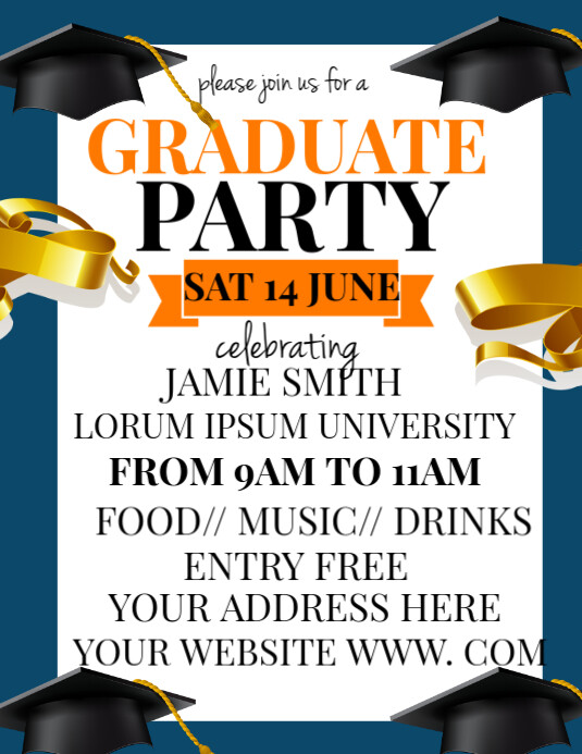 Copy of White Joyful Graduation Party Poster Flyer (us Letter ...