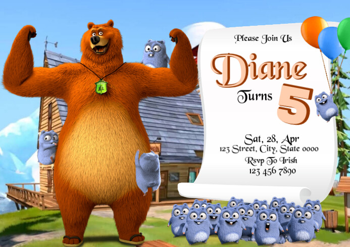 Grizzly And The Lemmings Birthday Theme Template | PosterMyWall