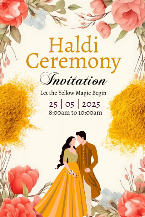 Copy of White Joyful Haldi Ceremony Invitation Poster | PosterMyWall