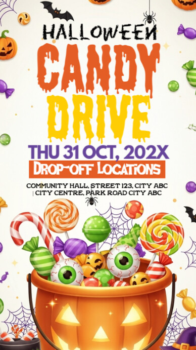 Copy of White Joyful Halloween Candy Drive Instagram Story | PosterMyWall