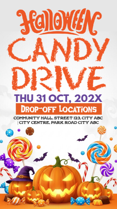Copy of White Joyful Halloween Candy Drive Instagram Story | PosterMyWall