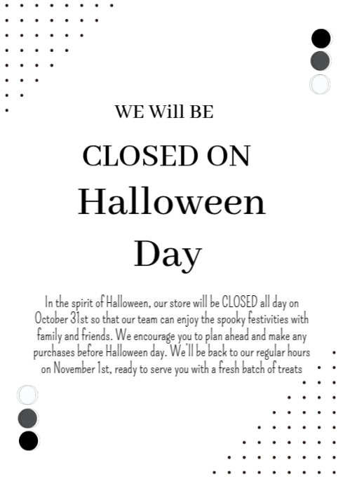 White Joyful Halloween Closed A4 Template | PosterMyWall