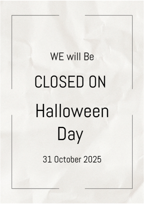 White Joyful Halloween Closed A4 Template | PosterMyWall