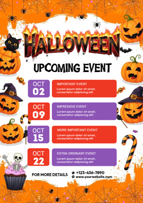 Copy of White Joyful Halloween Event Schedule, A4 | PosterMyWall