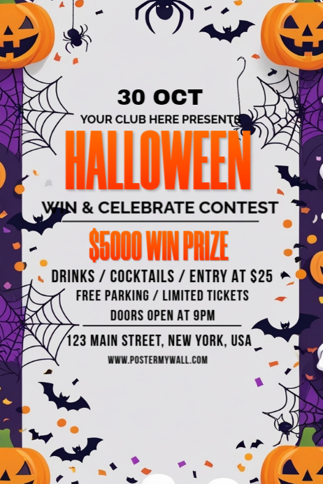 White Joyful Halloween Raffle Contest Poster Poster Template | PosterMyWall