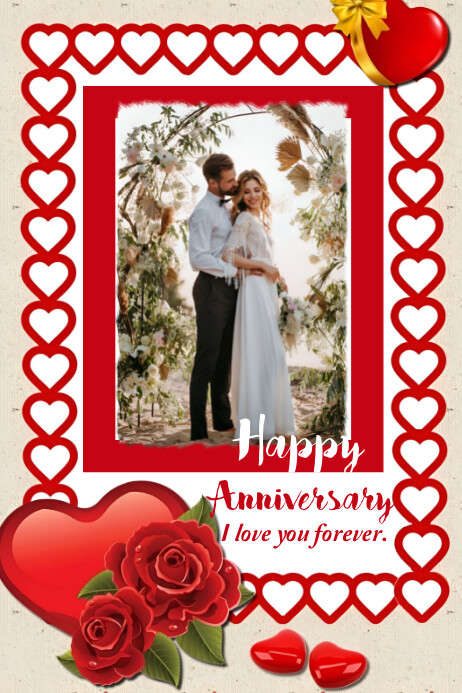 Copy of White Joyful Happy Anniversary Design Poster | PosterMyWall