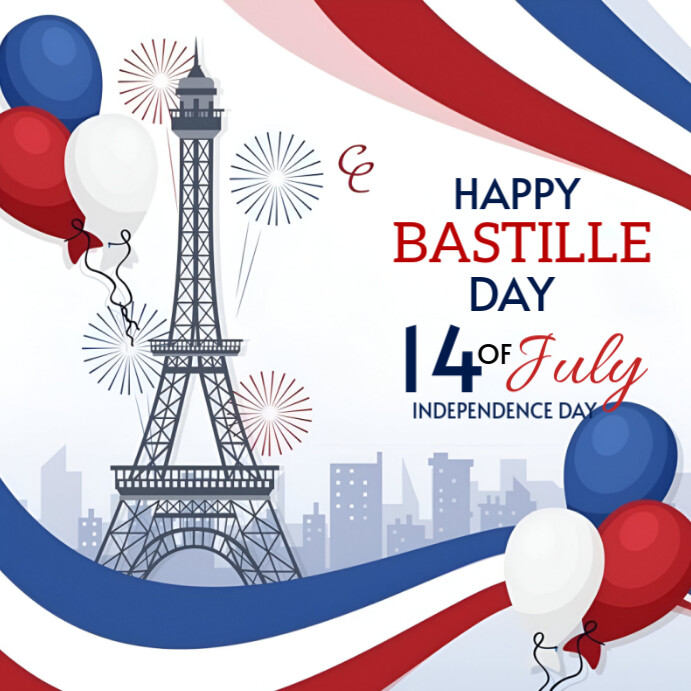 White Joyful Happy Bastille Day 14 Of July Independence Day Flyer ...