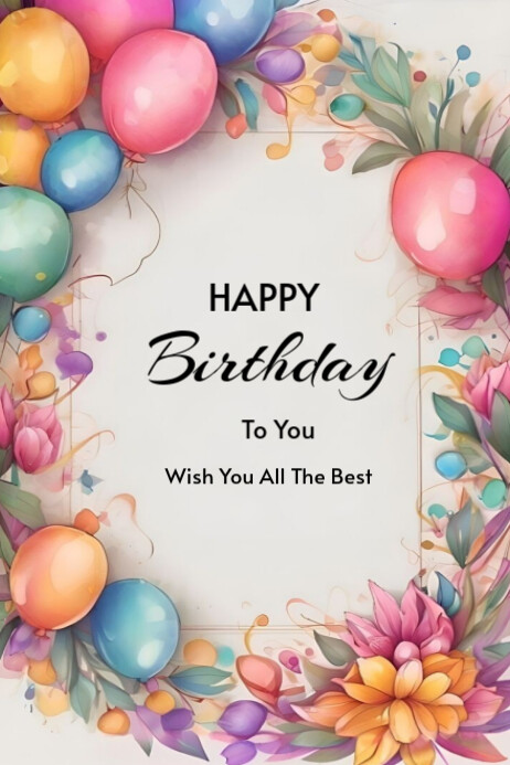 White Joyful Happy Birthday 🎉 Poster Template | PosterMyWall