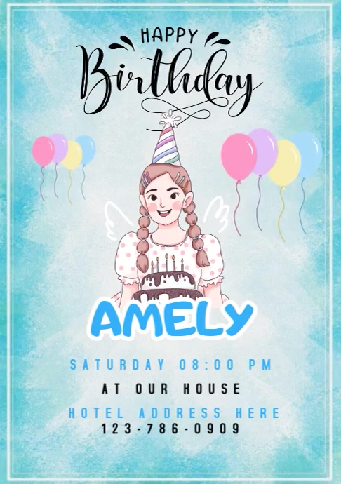 White Joyful Happy Birthday A2 Template | PosterMyWall