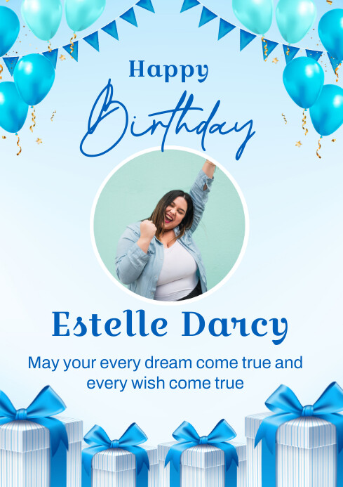 White Joyful Happy Birthday A4 Template | PosterMyWall