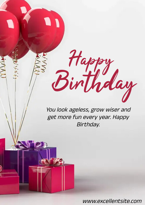 Plantilla de White Joyful Happy Birthday A4 | PosterMyWall